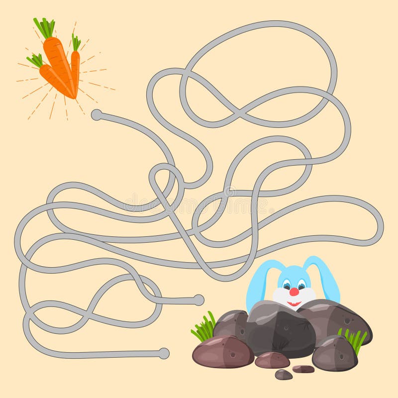 Maze Game. Educational Labyrinth for Children with Rabbit and Two Ways ...