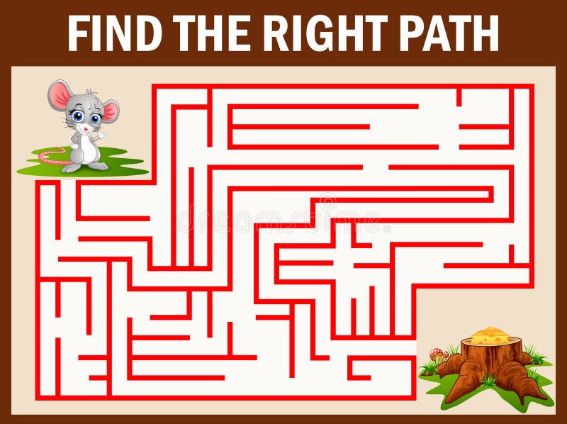 Maze Game Find a Mouse Way To Cheese Stock Vector - Illustration of ...