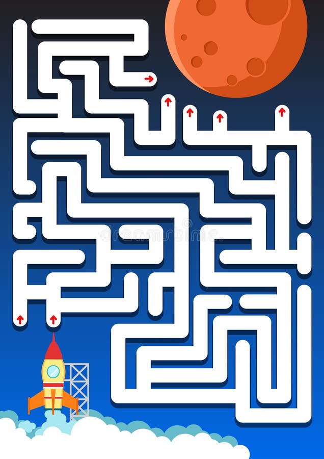 Maze Game: Help Rocket Find the Way To Mars - Sheet for Education Stock ...
