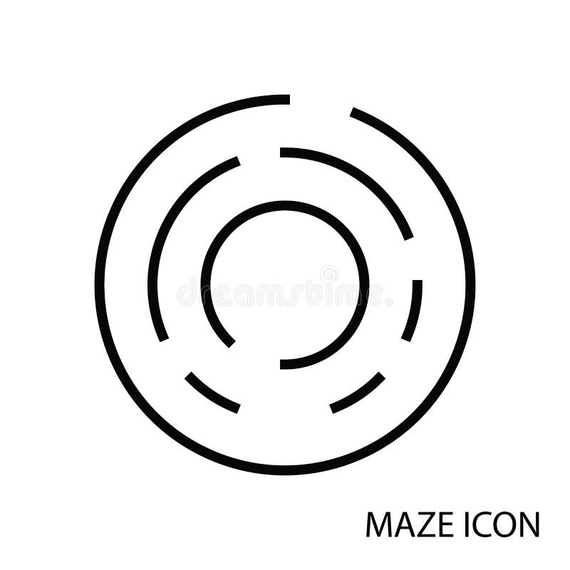 Maze Game Icon,black Circle Labyrinth Isolated on White Background Stock Vector - Illustration ...