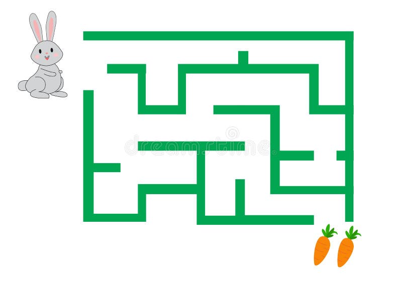 Maze Game for Kids. Help Rabbit Find Road To Carrots Stock Vector ...