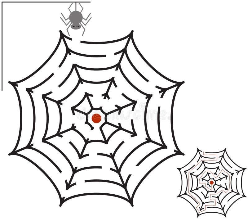Maze Game for Kids,spider and Spider Web,vector Isolated on White ...