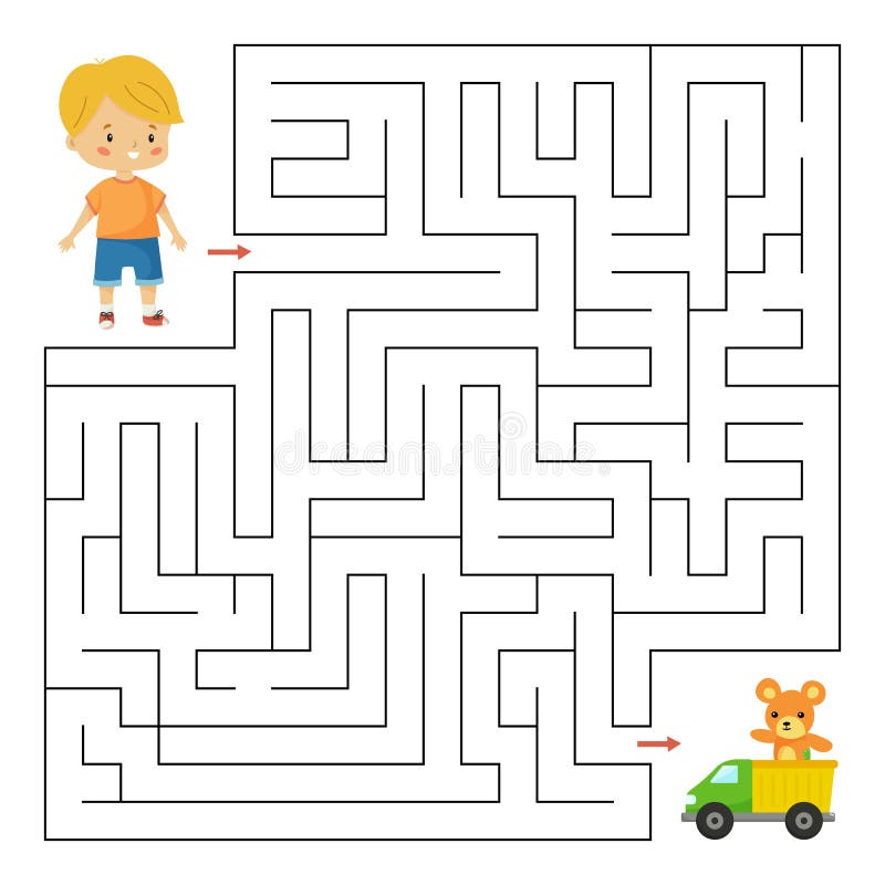 Maze Game for Preschool Children. Help the Boy Find Right Way To His ... Maze Game for Preschool Children. Help the Boy Find Right Way To His ...