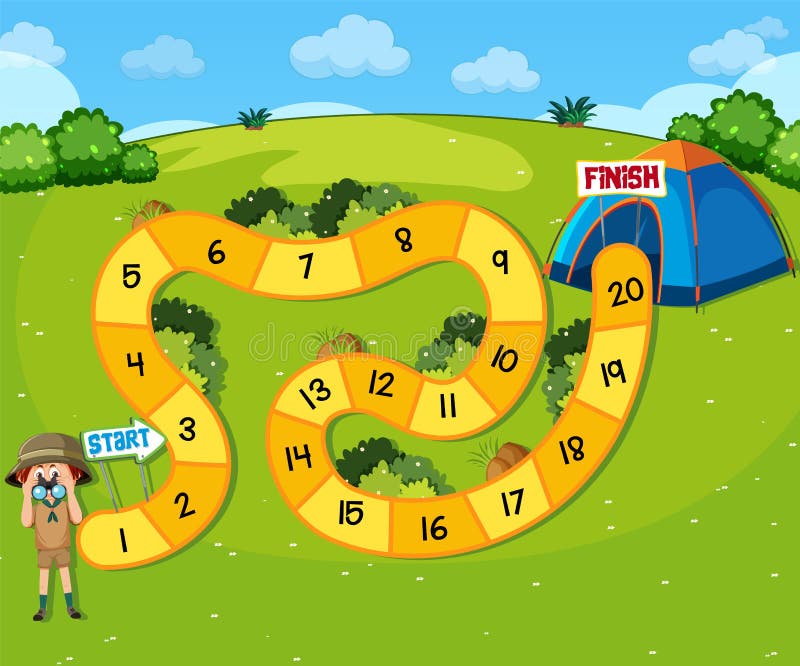 Maze Game Template in Camping Theme for Kids Stock Vector ...