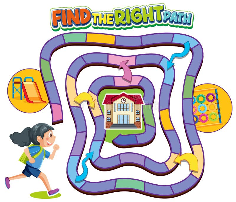 Maze Game Template for Kids Stock Vector - Illustration of active ...