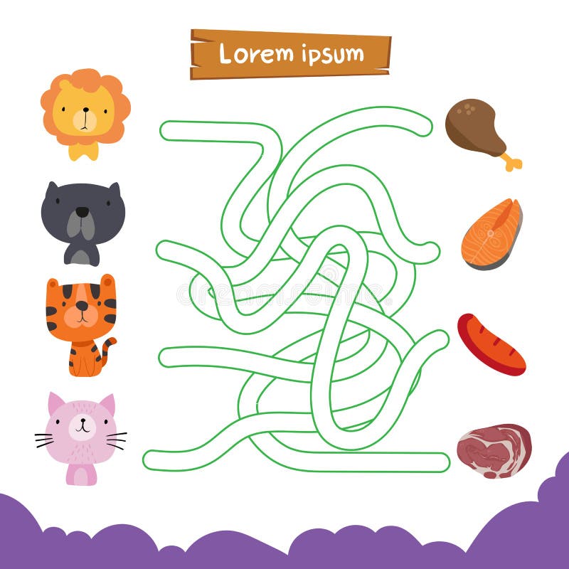 Matching Children Game, Maze Kids Activity Stock Vector - Illustration ...