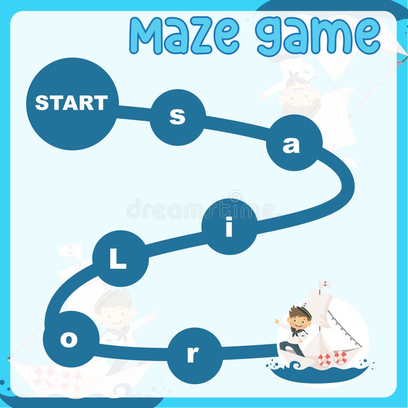 Maze Game Worksheet. Worksheet for Learning English Stock Vector ...