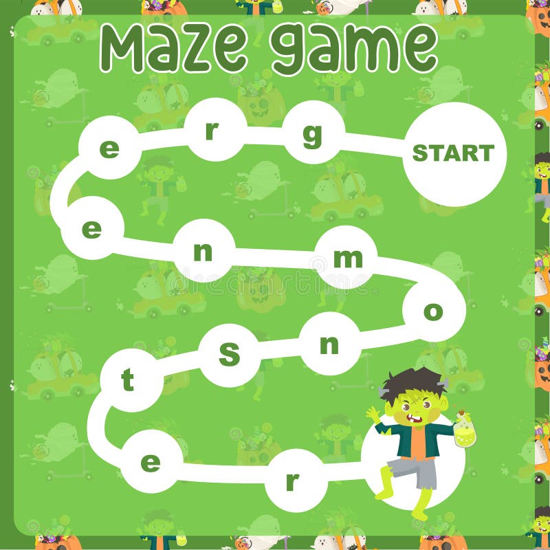 Maze Game Worksheet. Worksheet for Learning English Stock Illustration ...