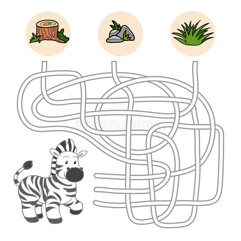 Maze game (zebra) stock vector. Illustration of child - 50603447