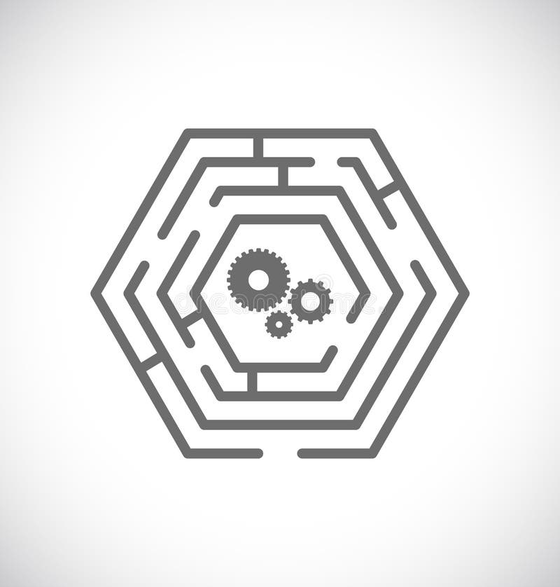 Maze with gears icon stock vector. Illustration of labyrinth - 200788263