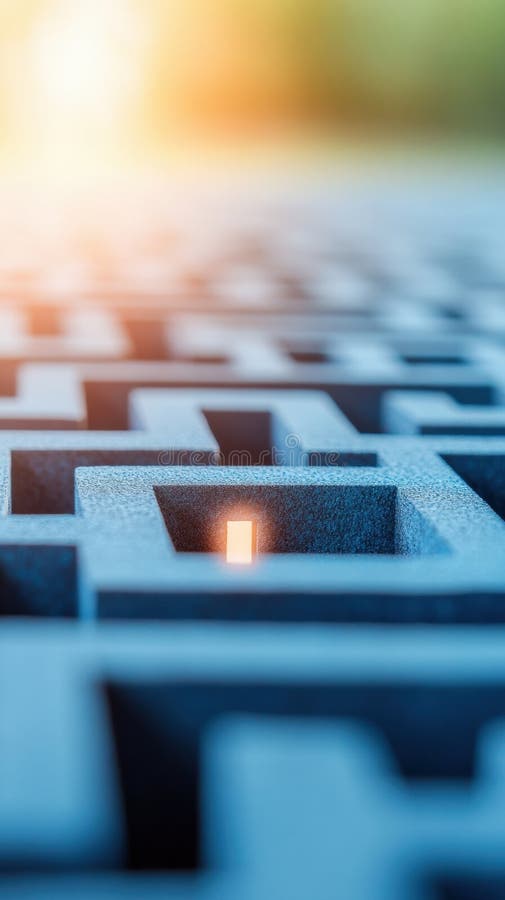 Maze with a Glowing Exit Symbolizing Problem-solving Stock Image - Image of exit, choice: 362113143