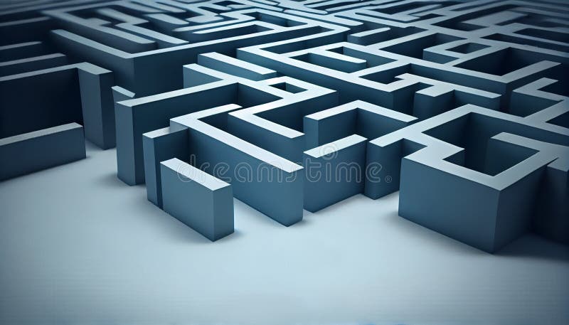 Maze Graphics, Labyrinth in Perspective, Logic Challenge. AI Generative ...