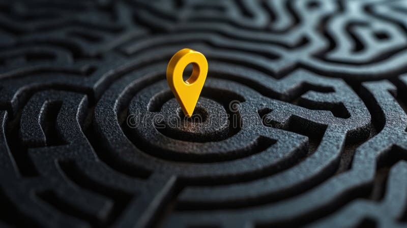 Maze Guidance, Aerial View of a Maze with a Yellow Location Pin ...