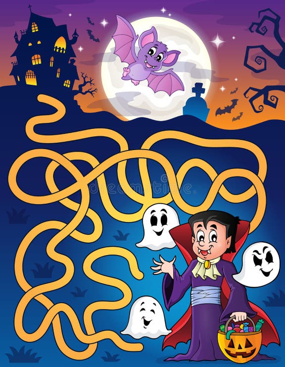 Maze 7 with Halloween Vampire Stock Vector - Illustration of costume ...