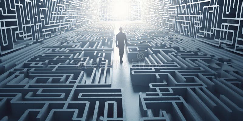 A Maze with a Human Figure Navigating through it, Displayed Against a ...