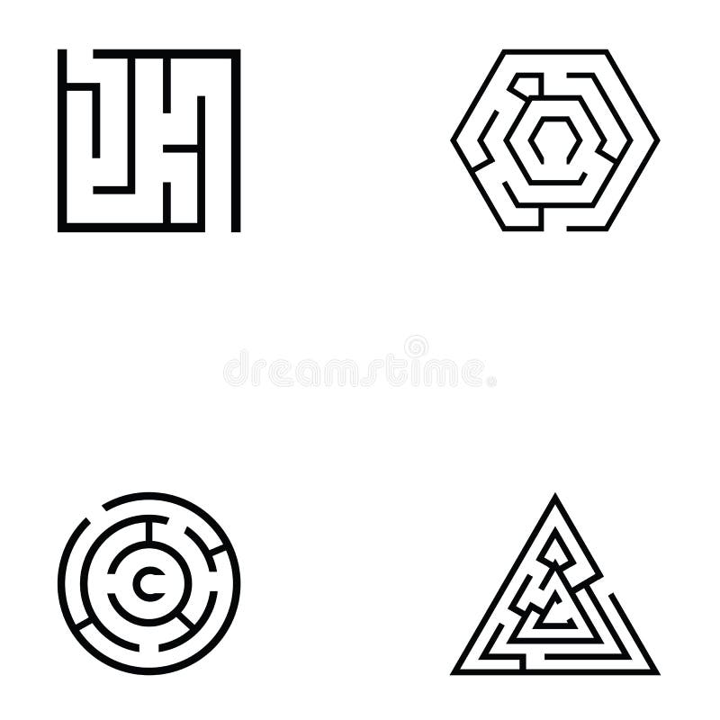 Maze icon set stock vector. Illustration of labyrinth - 120568298