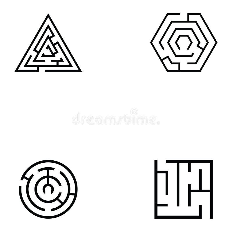 Maze icon set stock vector. Illustration of circle, exit - 120568353
