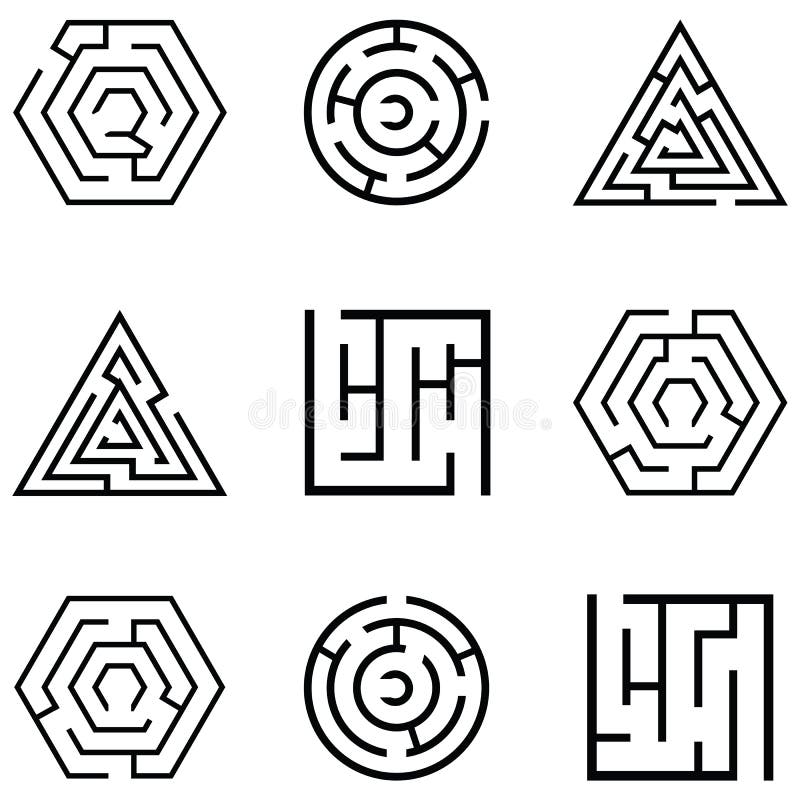 Maze icon set stock vector. Illustration of vector, success - 120568383