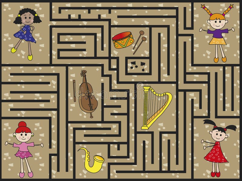 Maze stock illustration. Illustration of caucasian, girl - 33960123