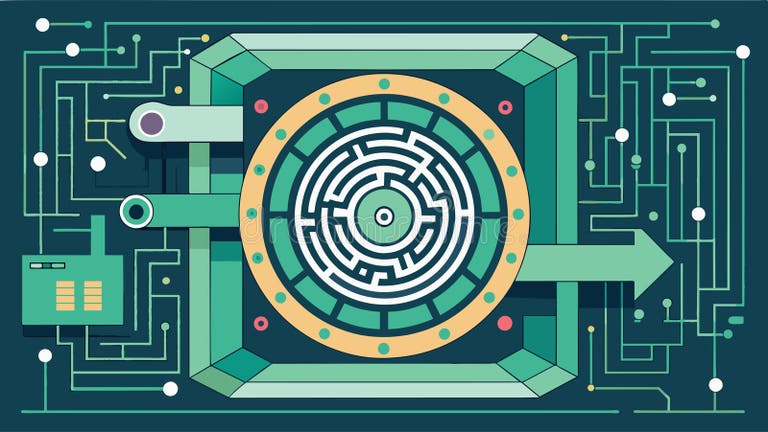 A Maze of Intricate Patterns Surrounding a Digital Vault Symbolizing ...