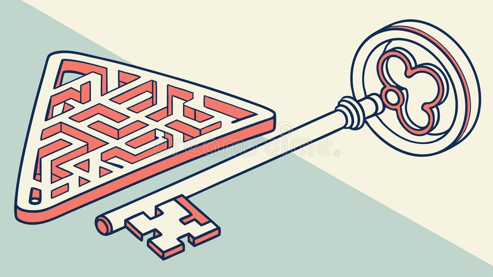 Maze Key Puzzle Solving, Unlocking Complex Solutions, Vector Design ...