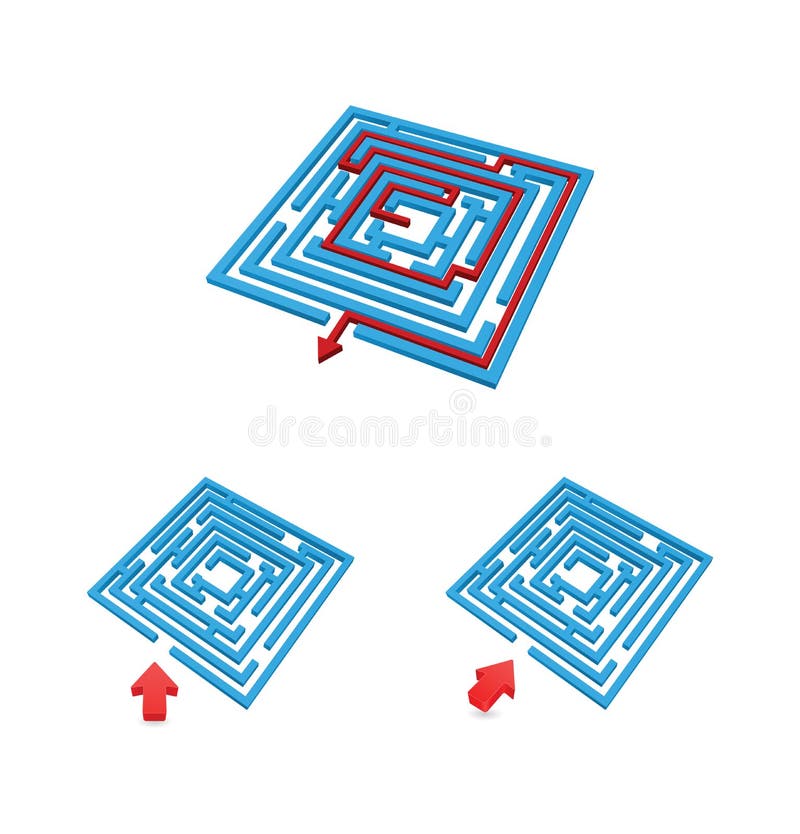 Labyrinth Maze 3d Red Arrow Stock Illustrations – 359 Labyrinth Maze 3d ...