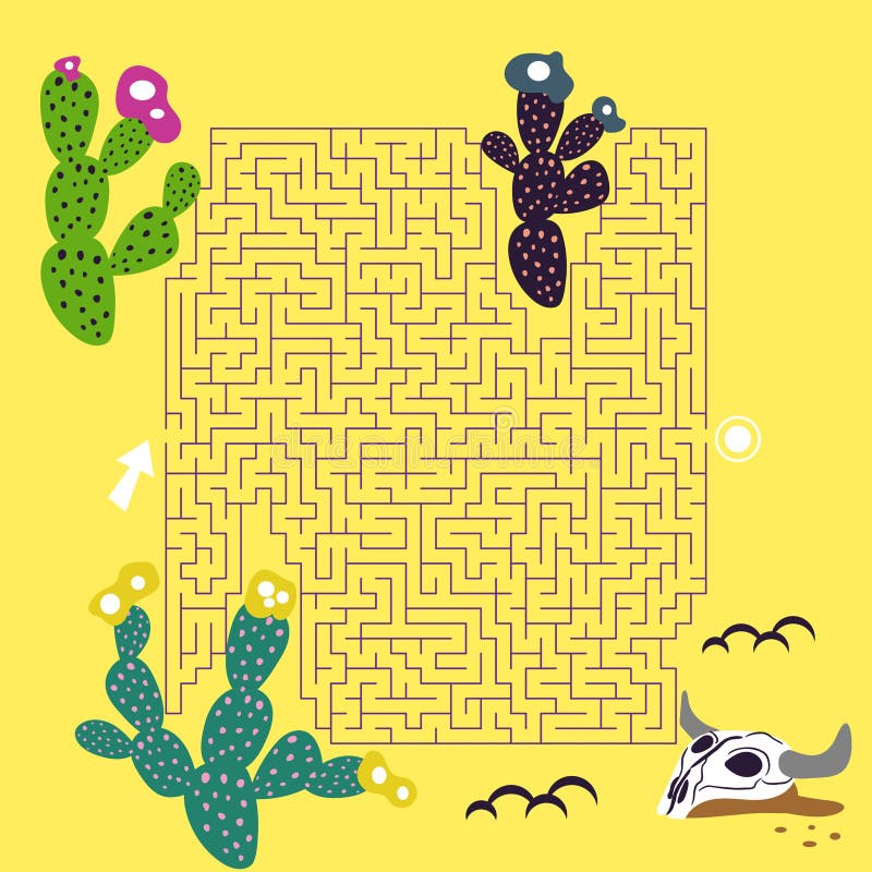Maze Labyrinth Game Desert Vector Illustration. Square Format Puzzle ...