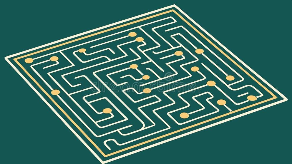 Maze Labyrinth Isometric View, Puzzle Game Illustration Vector Design Generative AI Stock ...