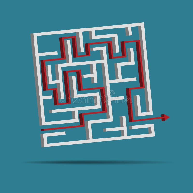 Maze, Labyrinth Solution Concept. Stock Vector - Illustration of route ...