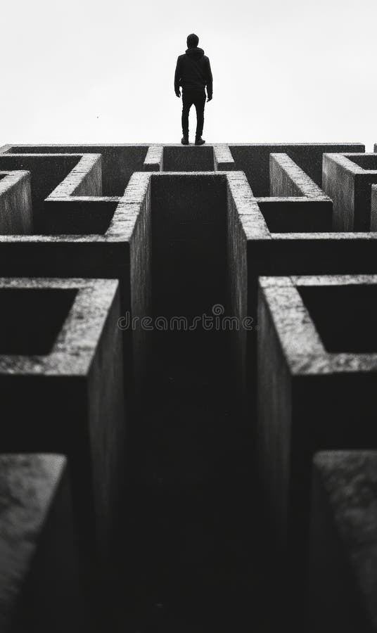 Maze of Life: an Individual Navigating a Labyrinth, Representing ...