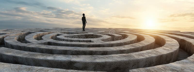 Maze of Life: an Individual Navigating a Labyrinth, Representing ...
