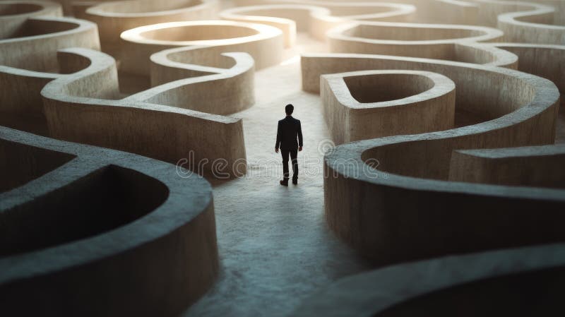 Maze of Life: an Individual Navigating a Labyrinth, Representing ...
