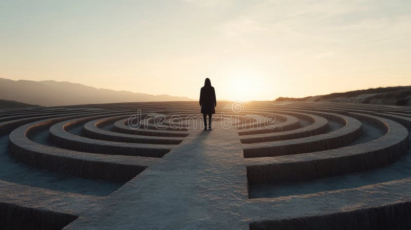 Maze of Life: an Individual Navigating a Labyrinth, Representing ...