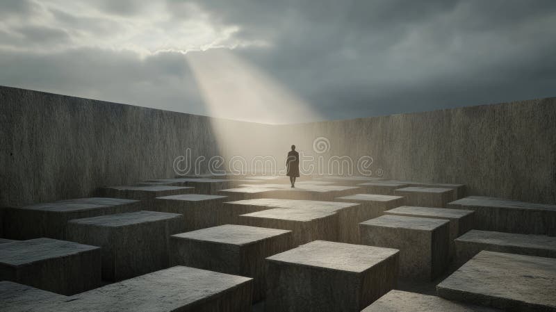 Maze of Life: an Individual Navigating a Labyrinth, Representing ...