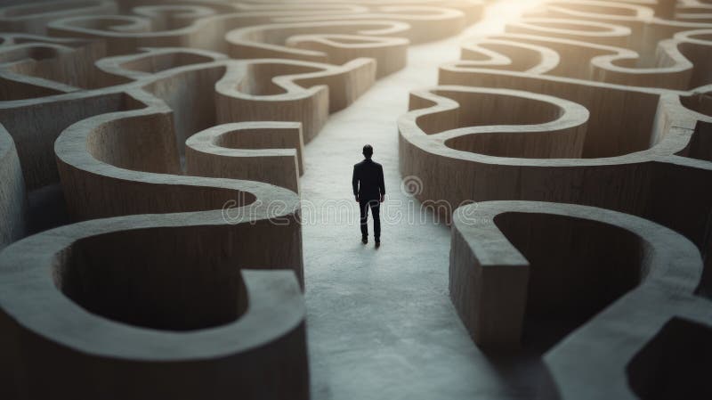 Maze of Life: an Individual Navigating a Labyrinth, Representing ...