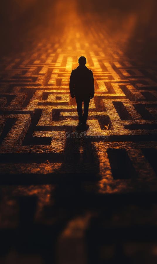 Maze of Life: an Individual Navigating a Labyrinth, Representing ...
