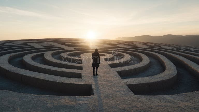 Maze of Life: an Individual Navigating a Labyrinth, Representing ...