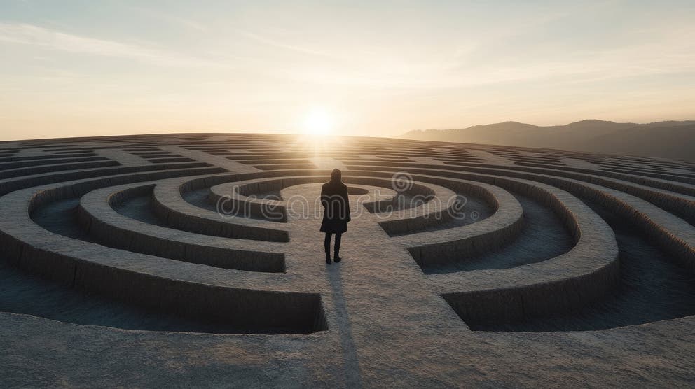 Maze of Life: an Individual Navigating a Labyrinth, Representing ...