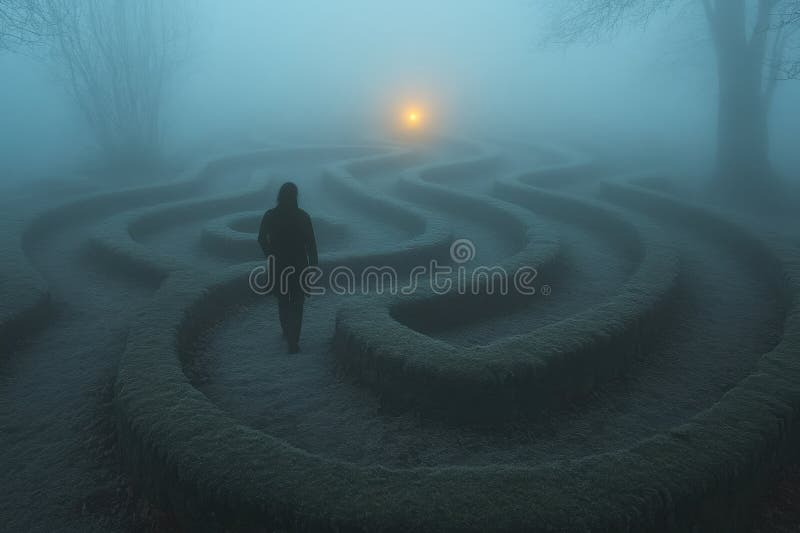 Maze of Life: an Individual Navigating a Labyrinth, Representing ...