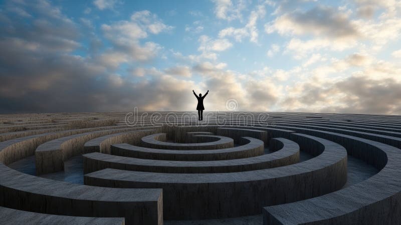 Maze of Life: an Individual Navigating a Labyrinth, Representing ...