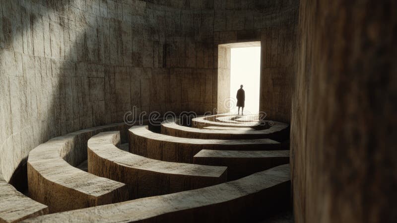 Maze of Life: an Individual Navigating a Labyrinth, Representing ...