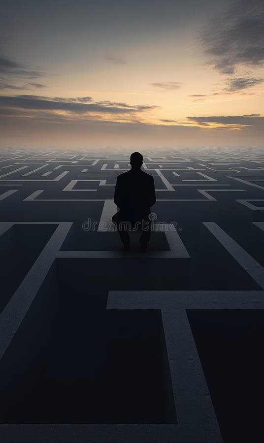 Maze of Life: an Individual Navigating a Labyrinth, Representing ...