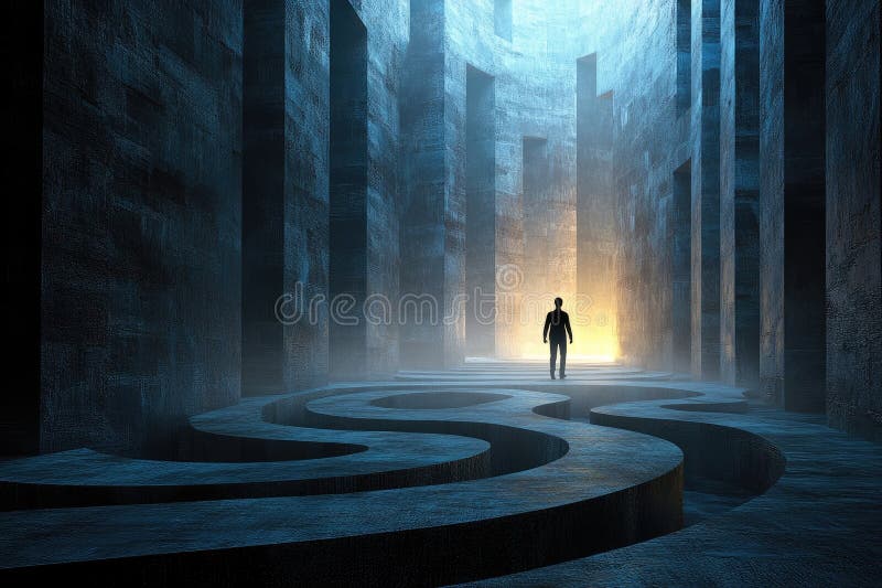 Maze of Life: an Individual Navigating a Labyrinth, Representing ...