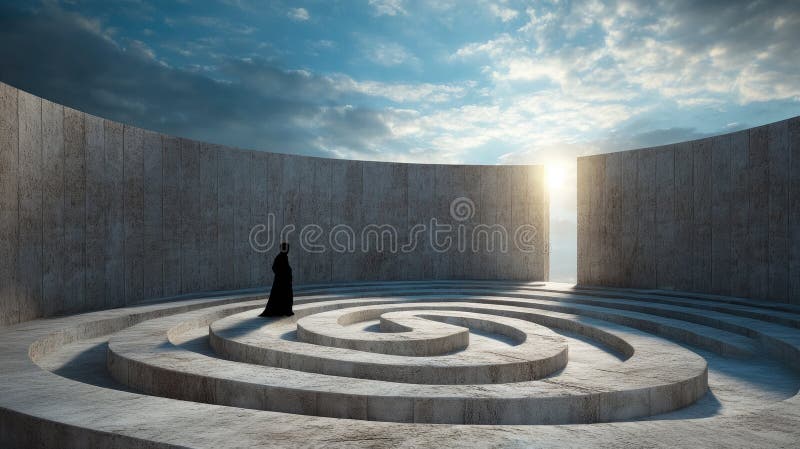 Maze of Life: an Individual Navigating a Labyrinth, Representing ...