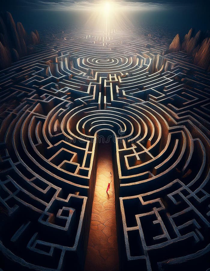 Maze with Light Beam Escape Stock Image - Image of abstract, intricate: 349373669