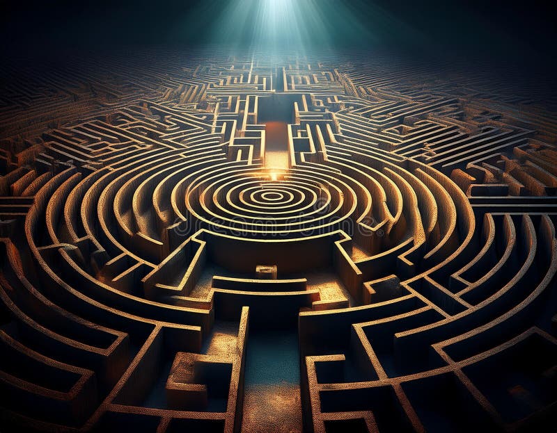Maze with Light Beam Escape Stock Image - Image of dramatic, challenge: 349373645