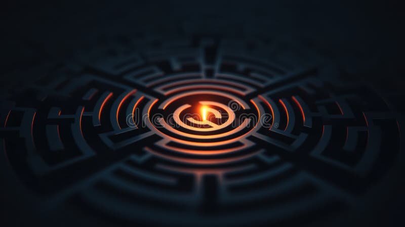 A Maze with a Light at the Center. Stock Illustration - Illustration of ...