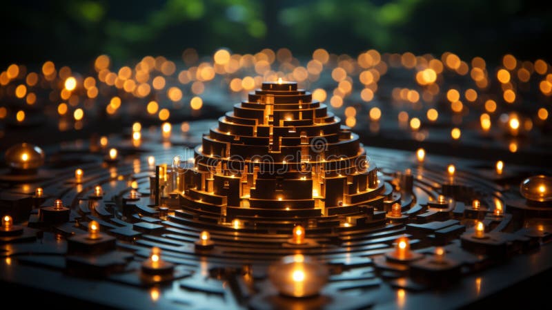 A maze with lights on it stock illustration. Illustration of radiant ...