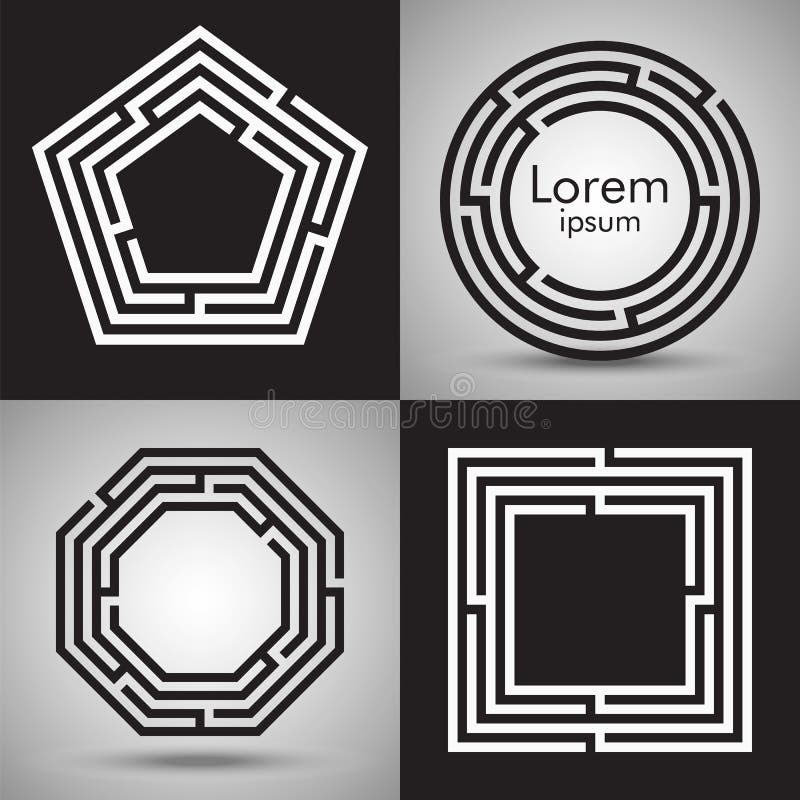 Maze Logo Collection. Vector Logotype Design Set. Stock Vector ...