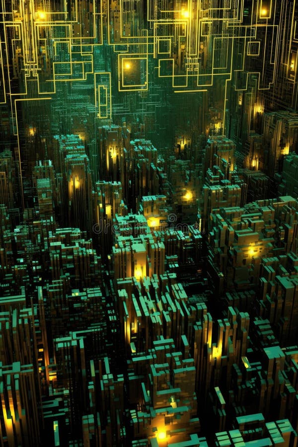 A Maze Made of Circuit Board Pathways Representing Data Processing ...